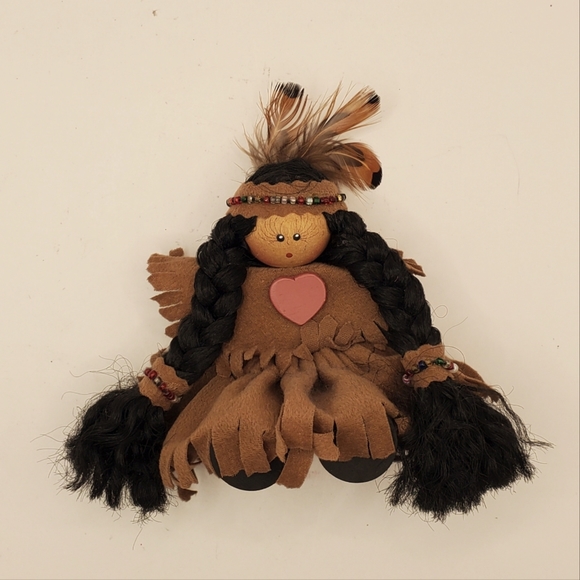 wood doll | Holiday | Vintage Native Seminole Wood Doll With Beads And ...